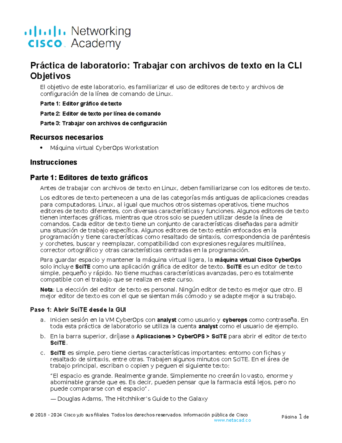 Práctica de Laboratorio: Manejo de Archivos de Texto en la CLI (4.2.6) - Studocu