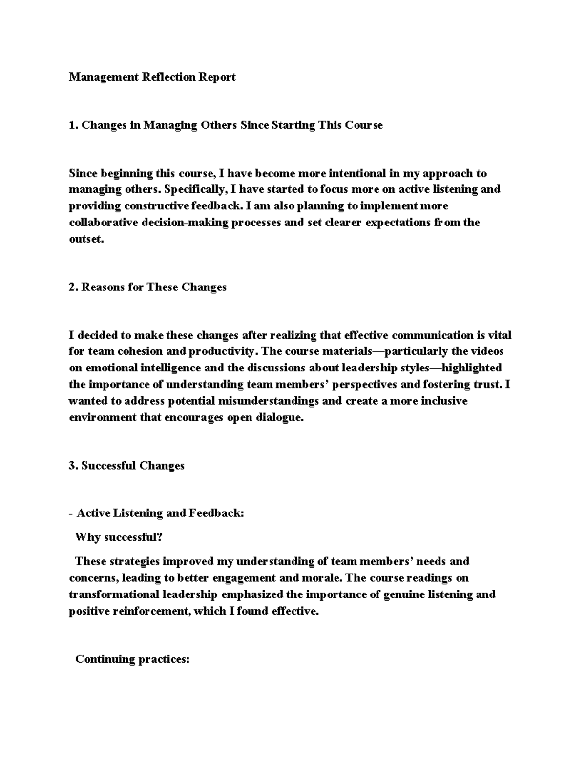 Management Reflection Report - NDM: Enhancing Team Dynamics - Studocu