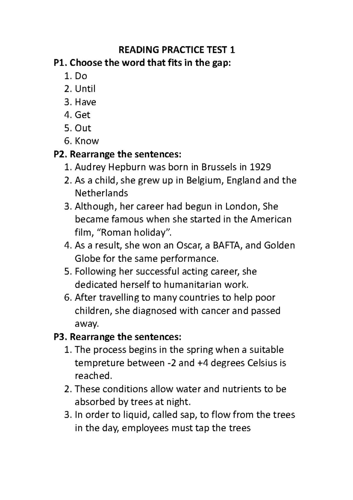 Reading Practice Test 1: Key Answers and Explanations - Studocu