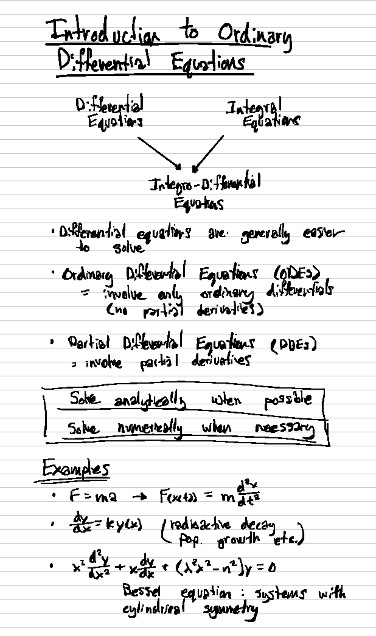 Lecture 1 - Introduction to Ordinary Differential Equations Differential Integral Equations ...