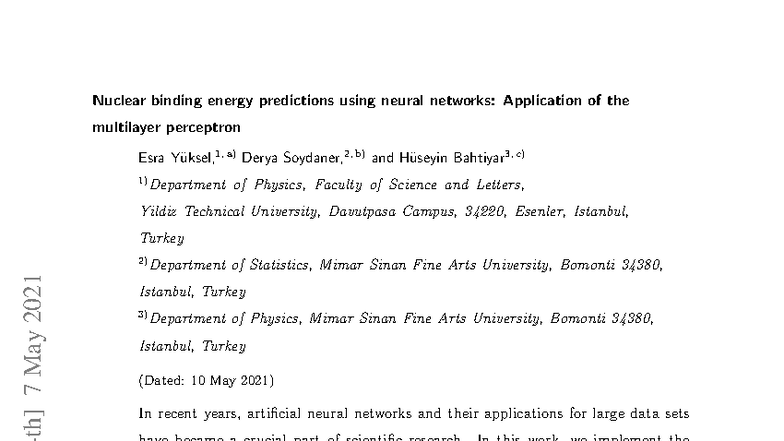 Nuclear Binding Energy Predictions via MLP: A Neural Network Approach ...