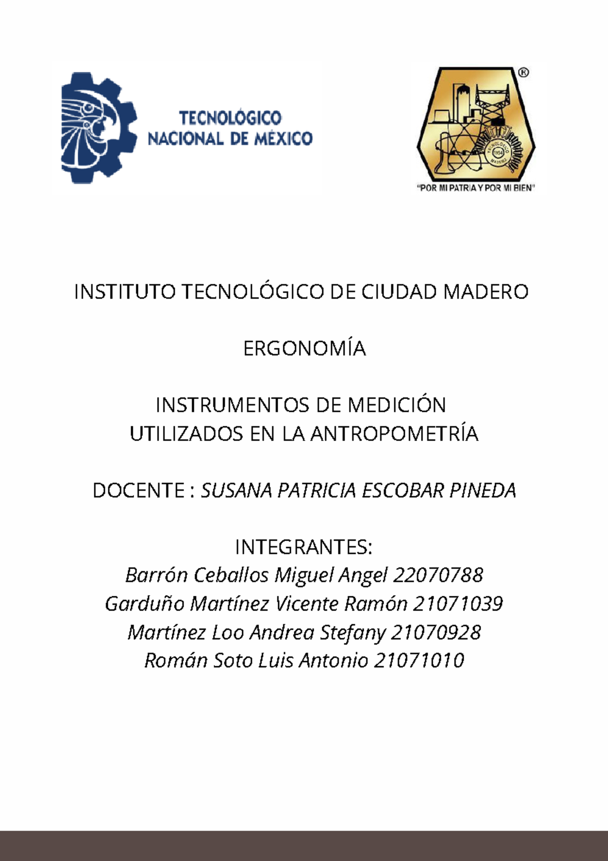 Instrumentos de Medición en Antropometría - Ergonomía ITCM - Studocu