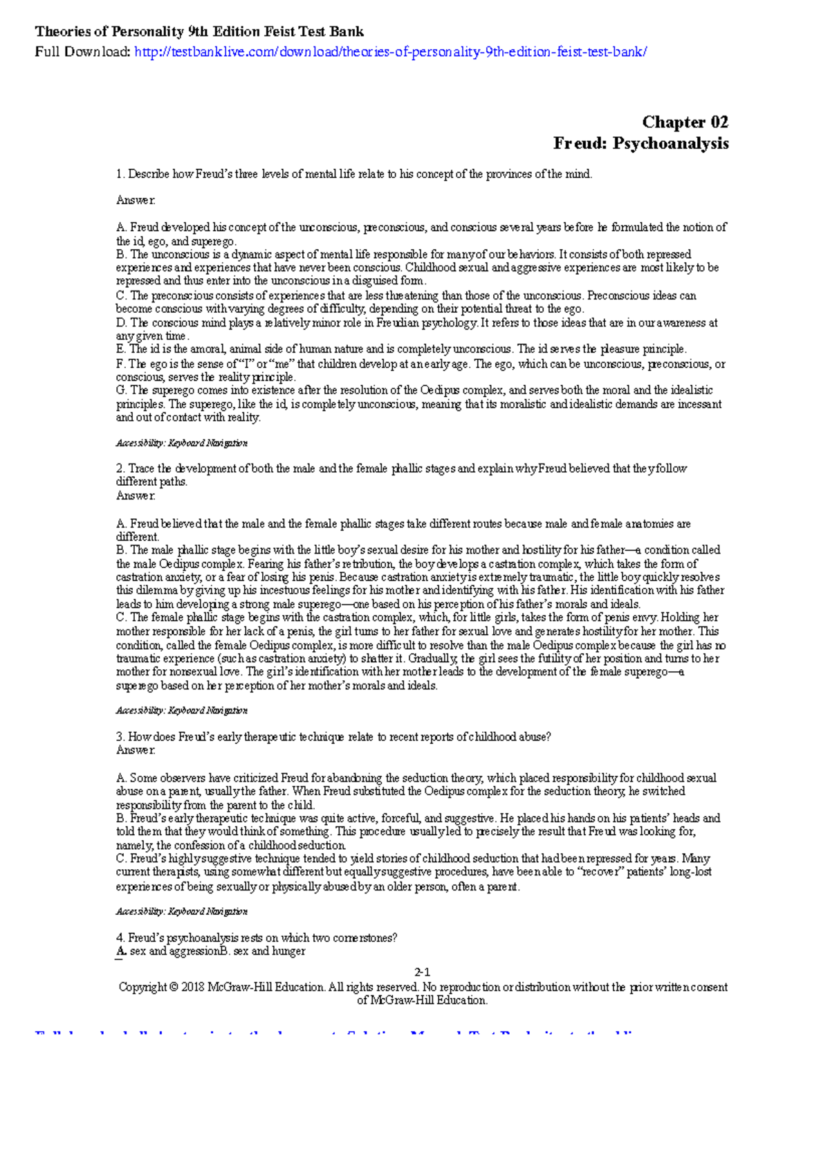 Theories-personality-9th-edition-feist-test-bank compress - 2 ...