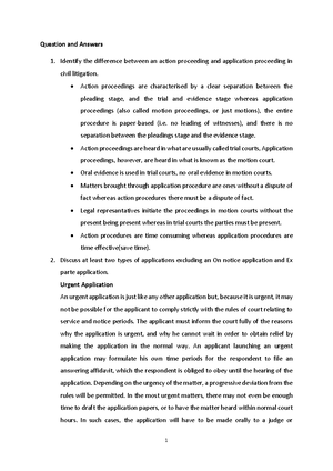 Summary - Action vs Application procedure (table format) - ACTION VS ...