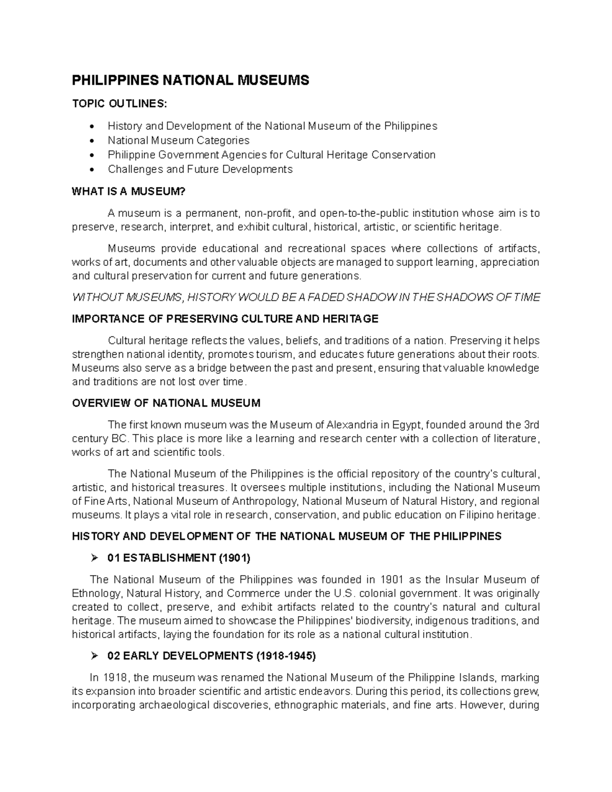 Group 4 topic - Heritage conservation - PHILIPPINES NATIONAL MUSEUMS ...