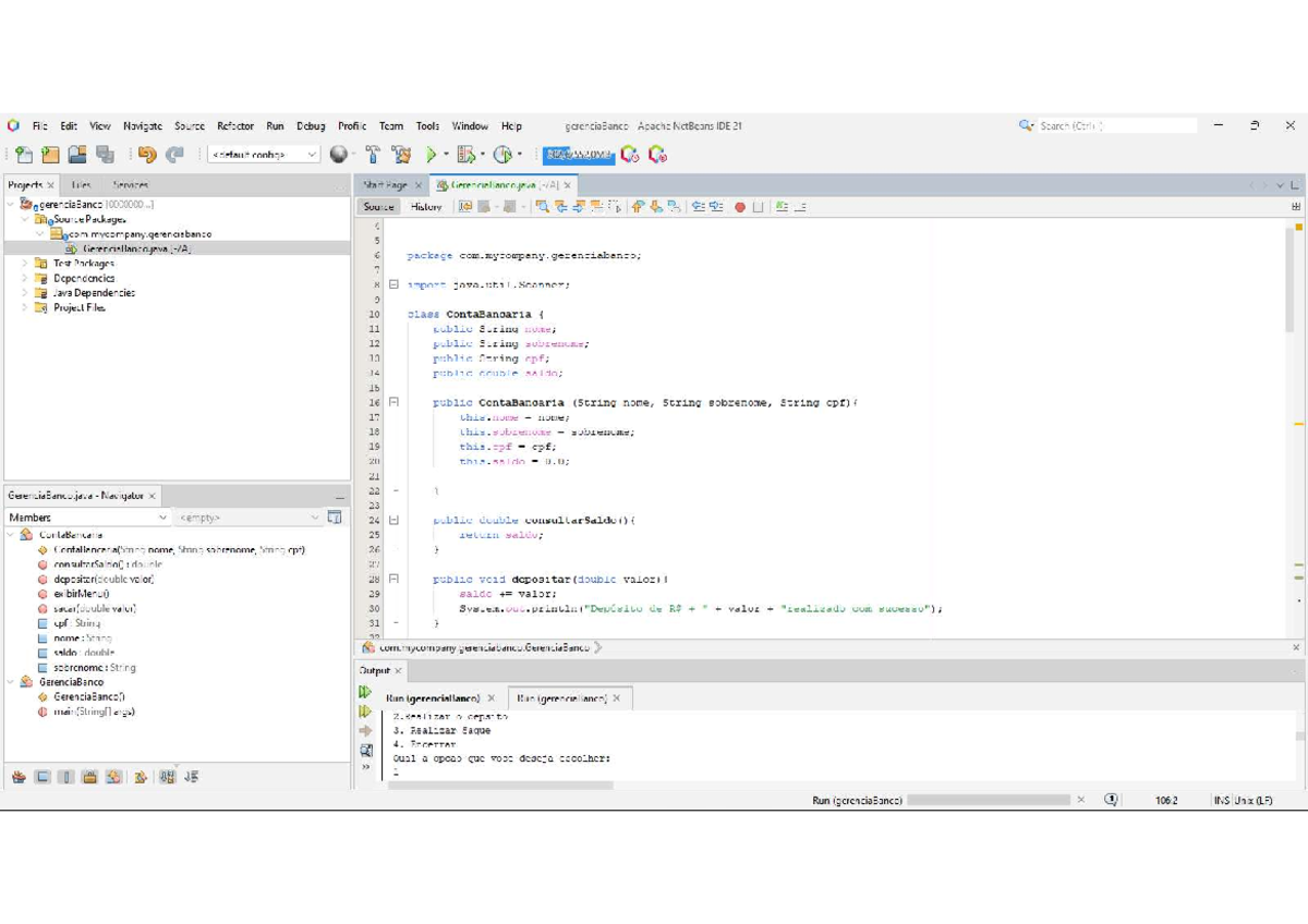 Linguagem Orientada a Objetos - Projeto GerenciaBanco (Java) - Studocu