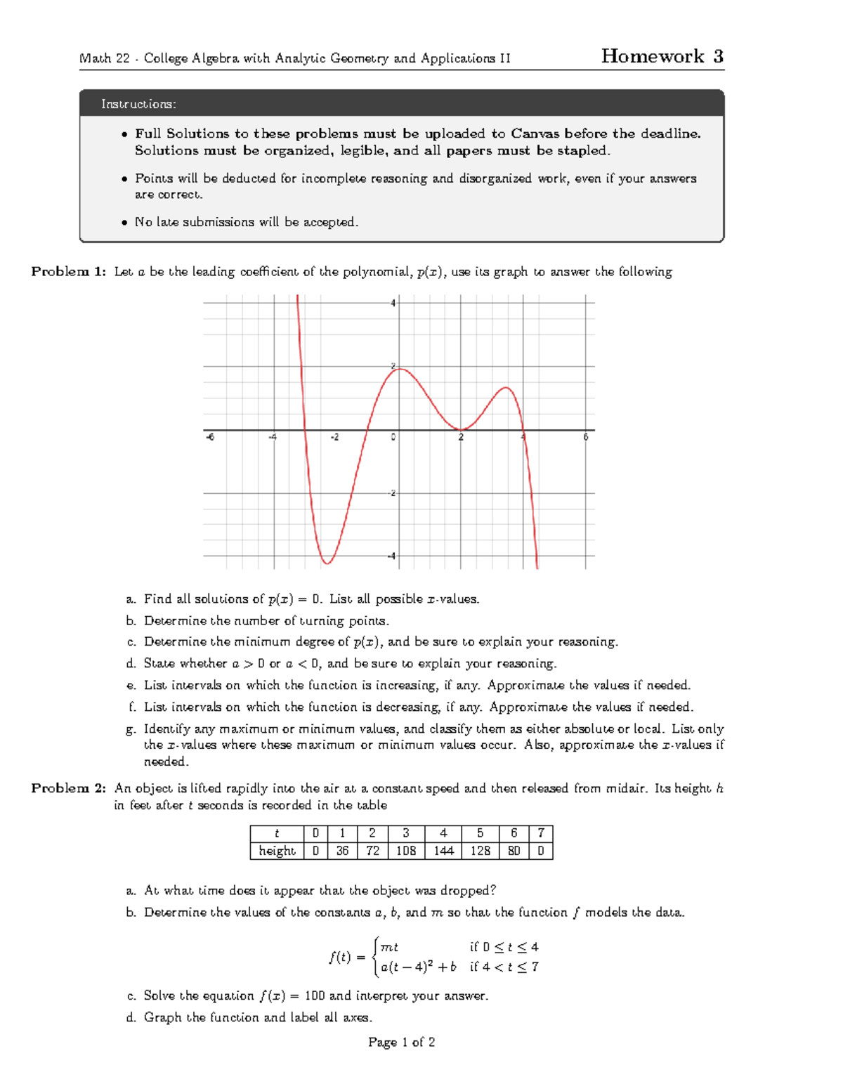 Math 22 - College Algebra II Homework 3: Full Solutions Required - Studocu