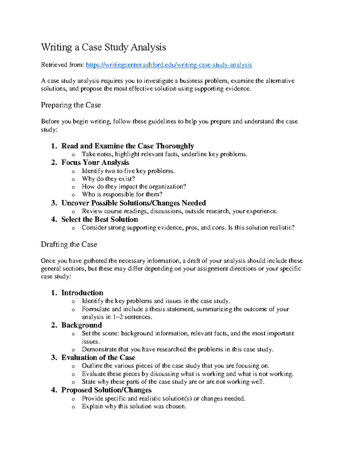 Writing a Case Study Analysis - Writing a Case Study Analysis Retrieved ...