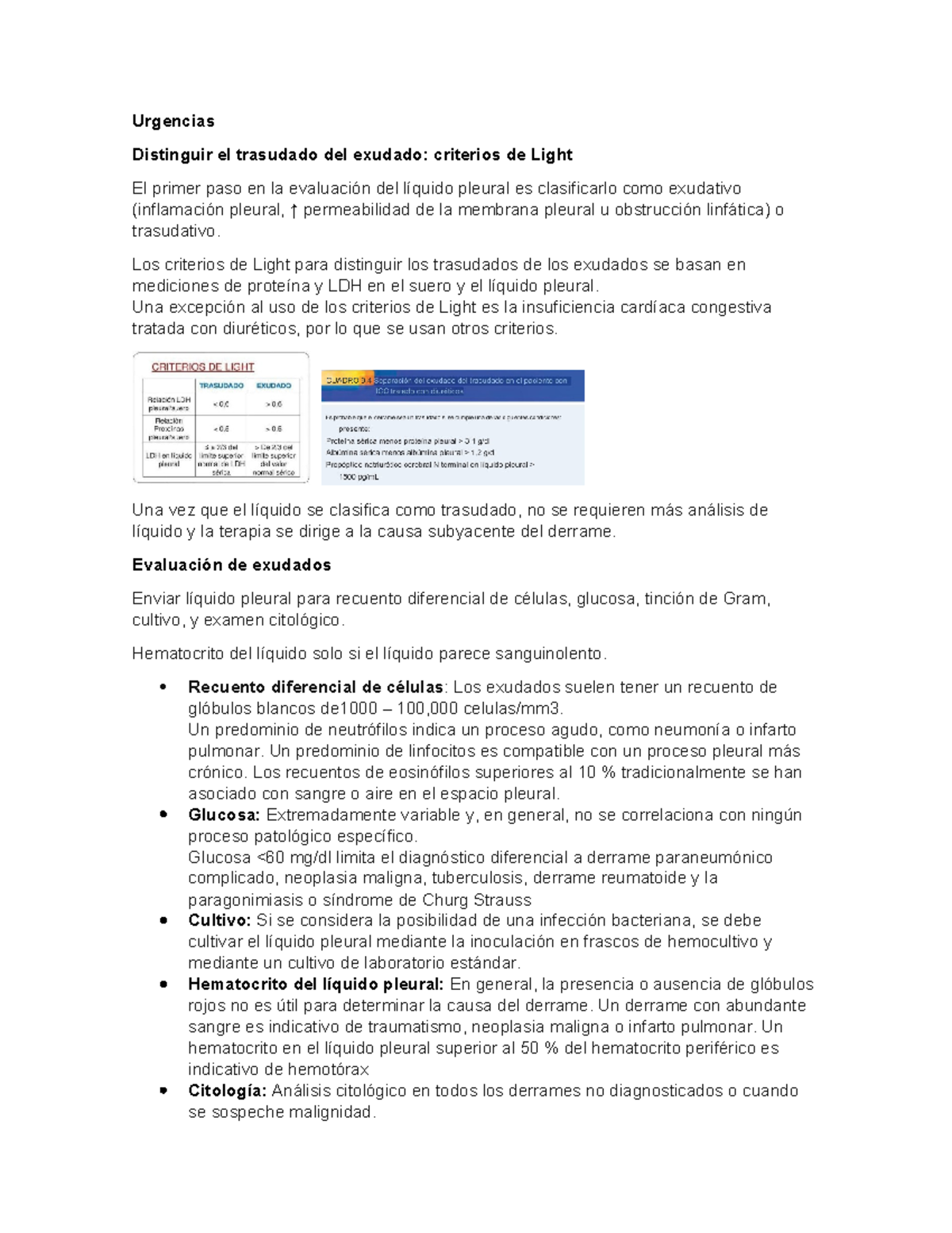 Toracocentesis - Urgencias Distinguir el trasudado del exudado ...