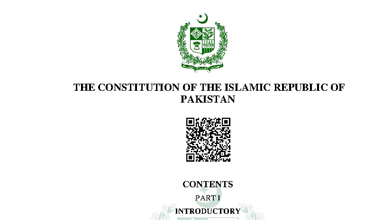 Constitution of the Islamic Republic of Pakistan: Comprehensive ...