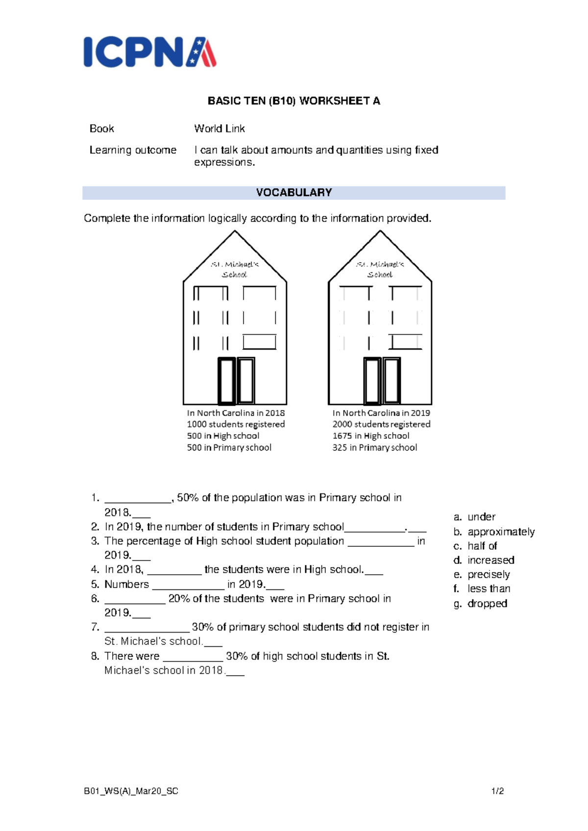 B10 WS A - Basic 10 Worksheet on Amounts & Quantities - Studocu