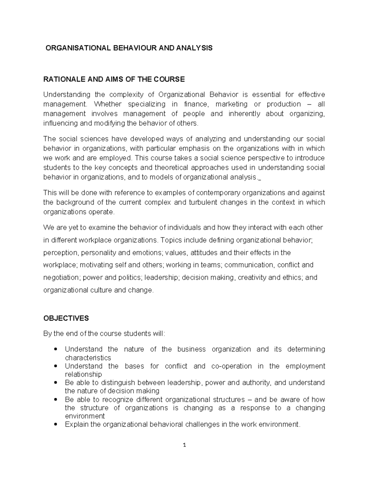 OB 101: Understanding Organizational Behavior - Course Overview and ...