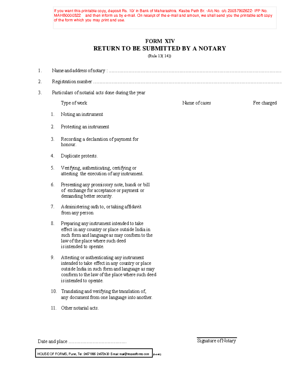 Notary Act - Annual Returns Submission (Form XIV) - Studocu