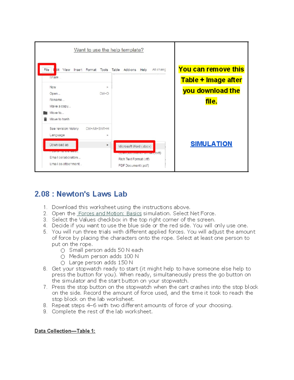 2.08 Newton's Laws Lab: Forces and Motion Simulation Guide - Studocu