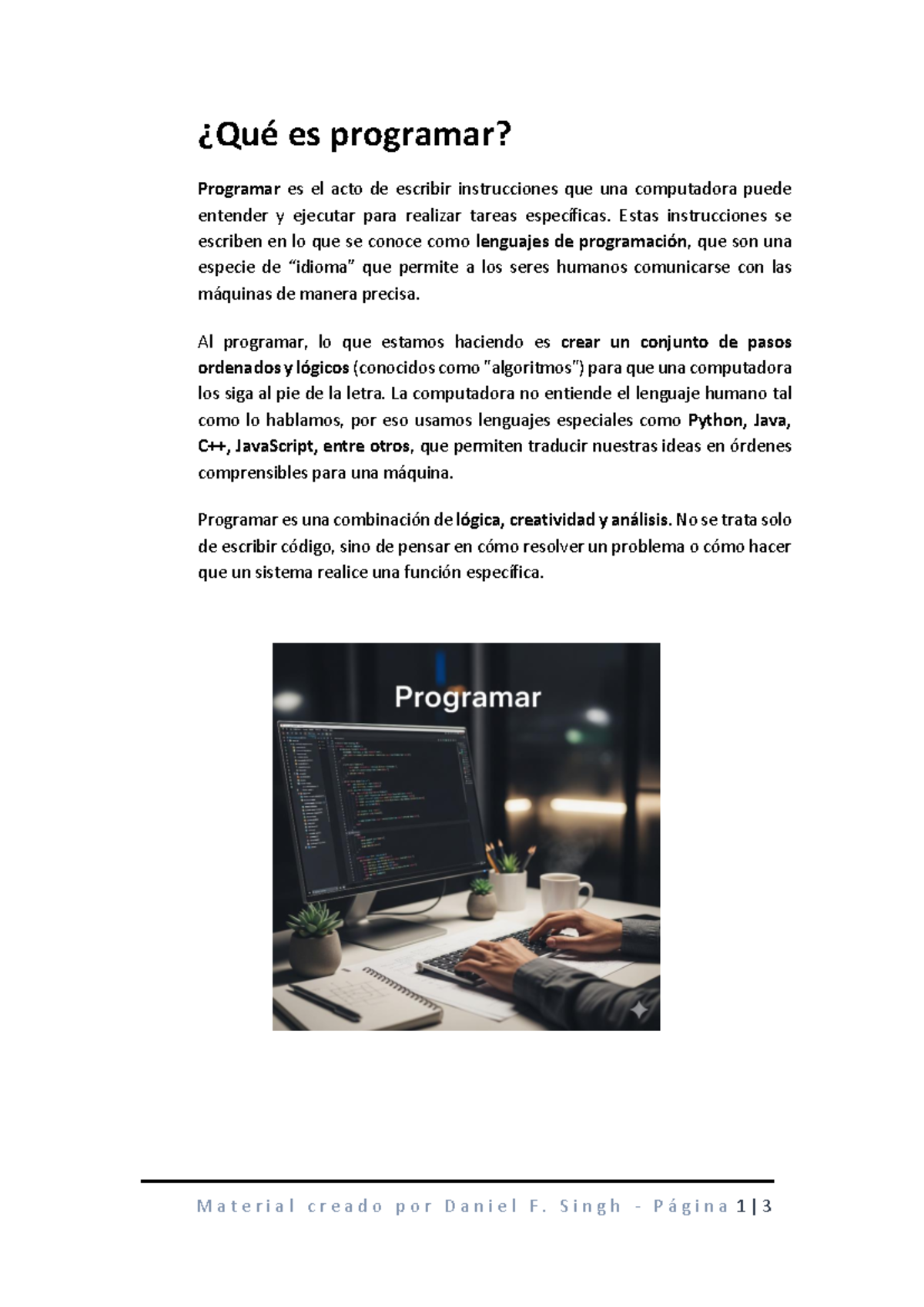 Qué es programar y para qué sirve? - Studocu