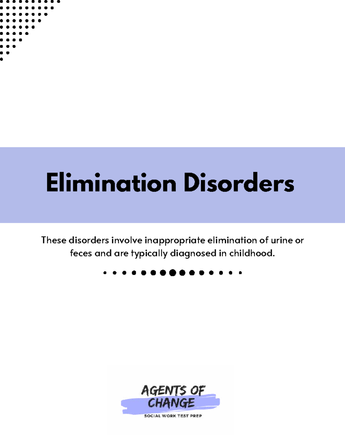 DSM-5 Fact Sheets for ASWB Exam: Overview of Elimination Disorders ...