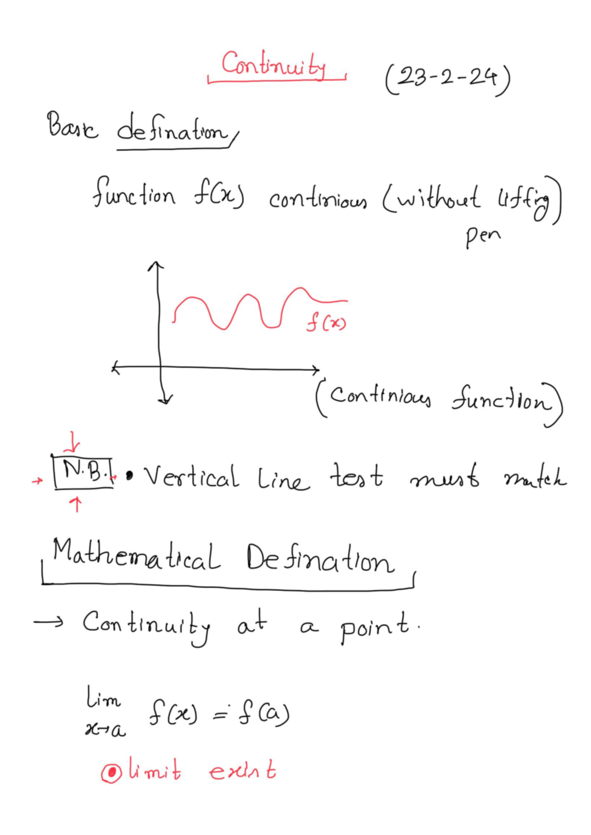 Continuity Basics: Definitions and Functions (Math 101) - Studocu