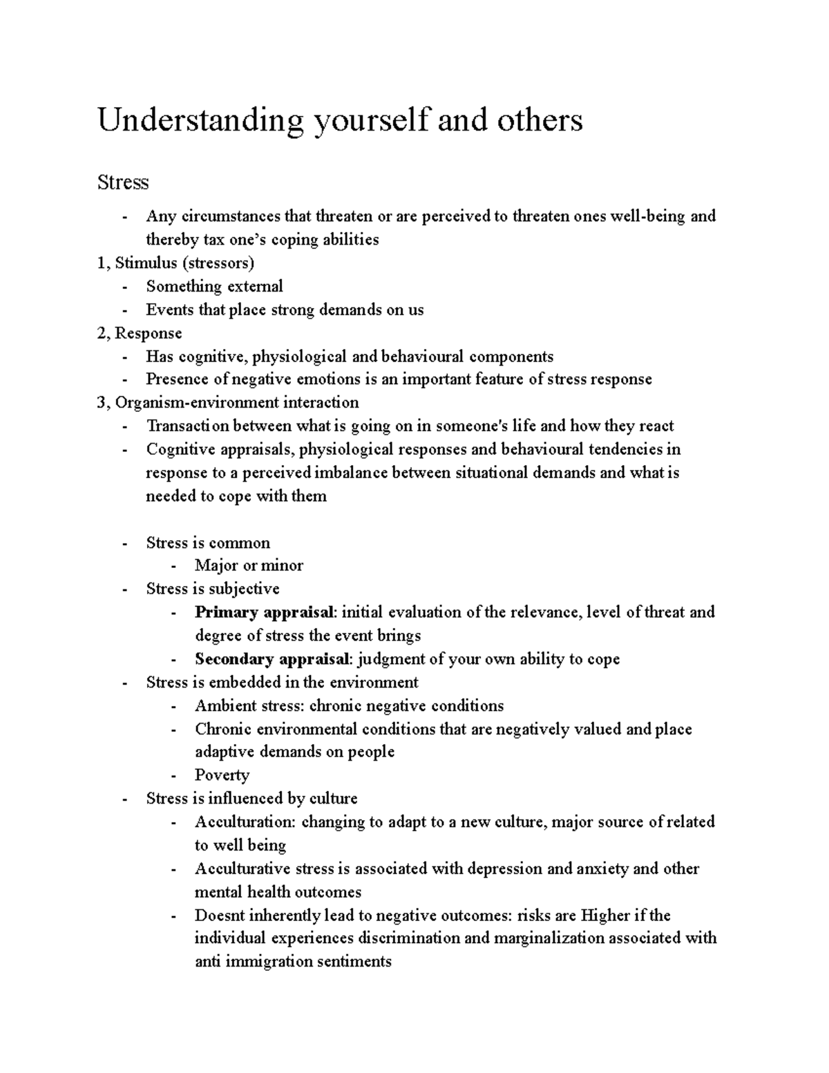 Understanding yourself and others: Stress and coping mechanisms (UY&O ...