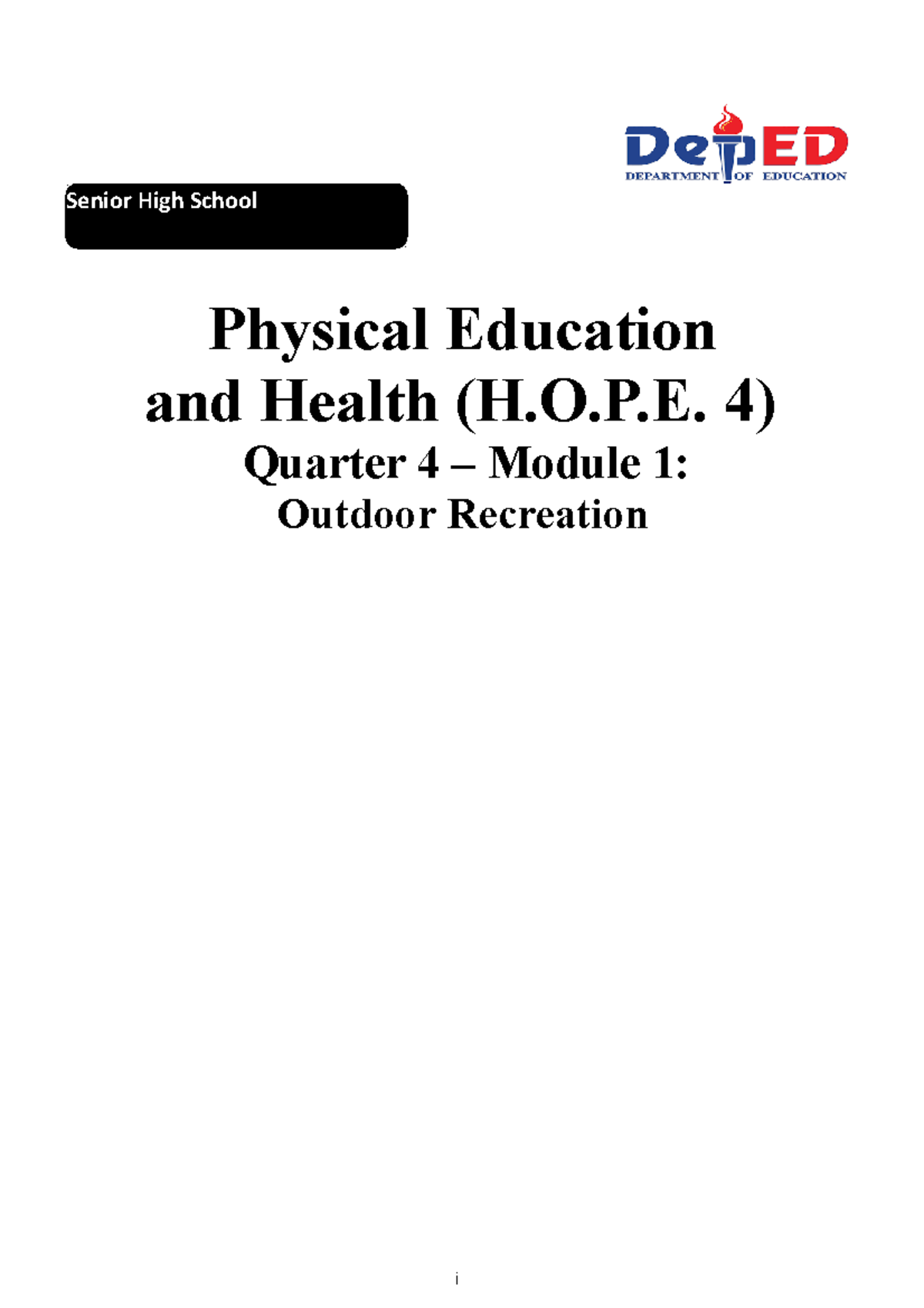 H.O.P.E. 4 Module 1: Outdoor Recreation & Health Insights - Studocu