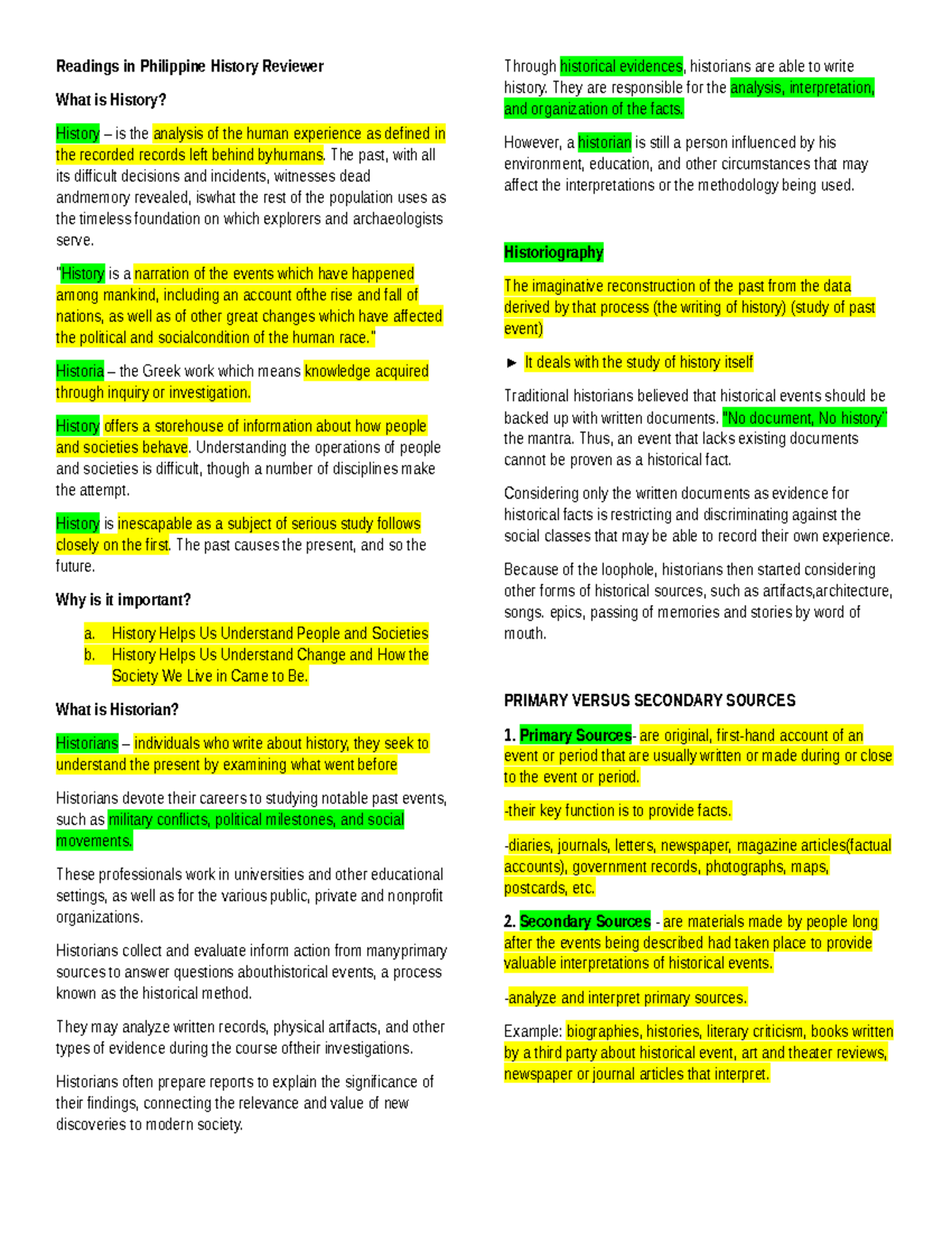 RPH Prelim Reviewer: Key Concepts in Philippine History - Studocu