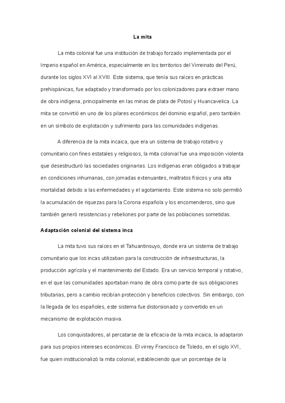 La Mita Colonial: Explotación y Resistencia en el Virreinato del Perú ...