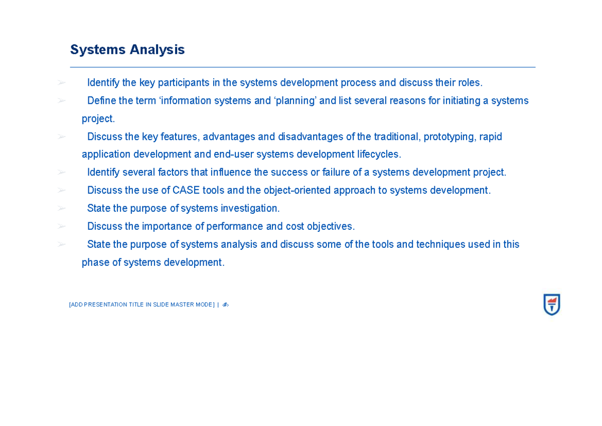 IS 622 Chapter 5 - Systems Development Process Overview - Studocu
