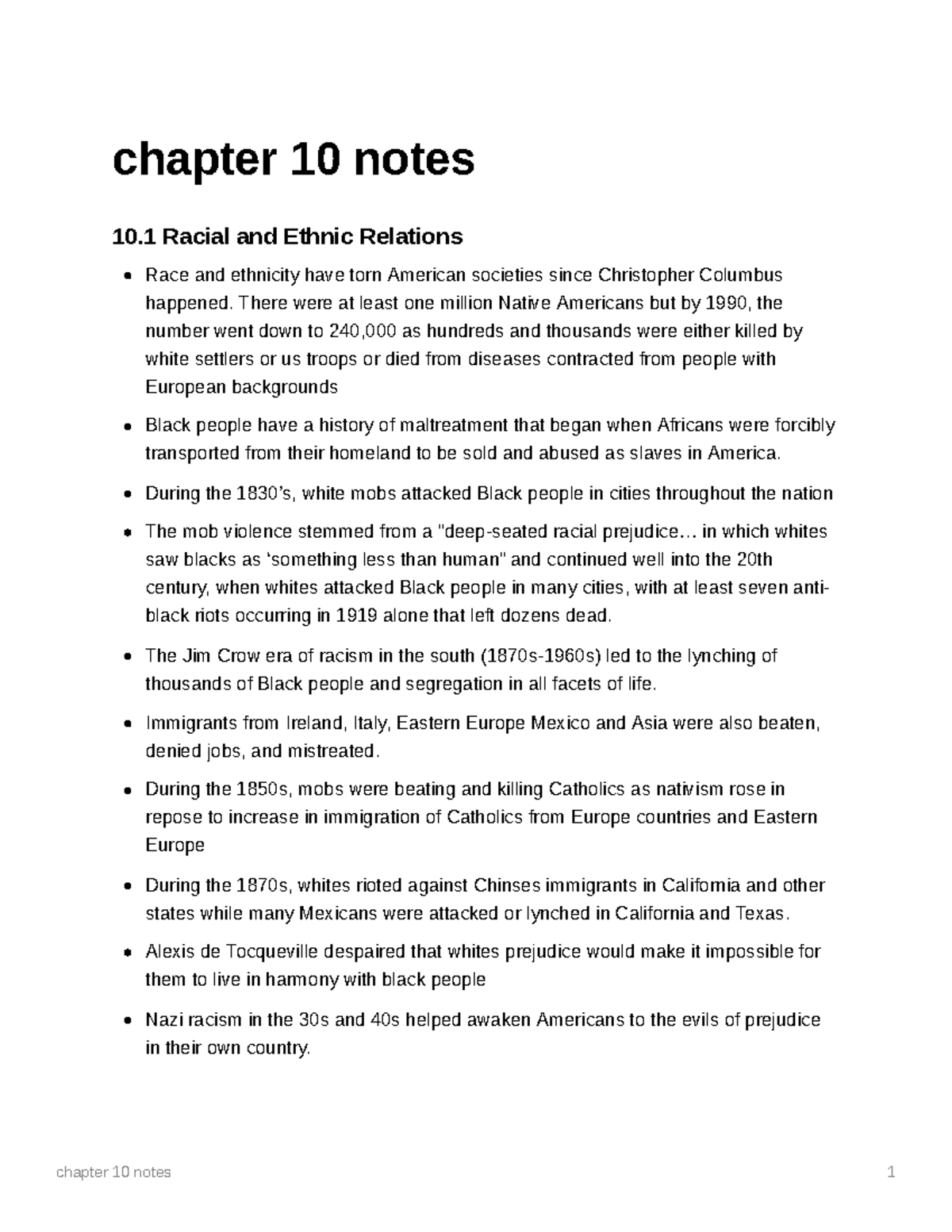 Racial and Ethnic Relations: Chapter 10 Study Notes (SOC 101) - Studocu