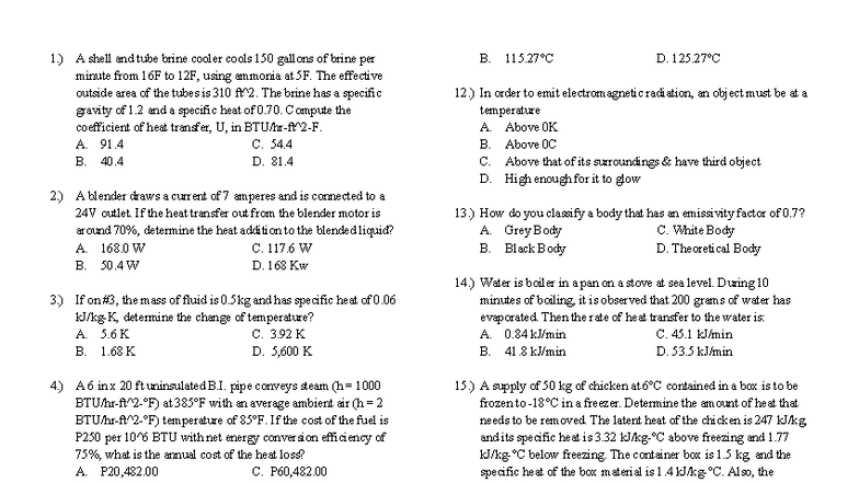 Q02 Heat Transfer and Mass Transfer Calculations - Studocu