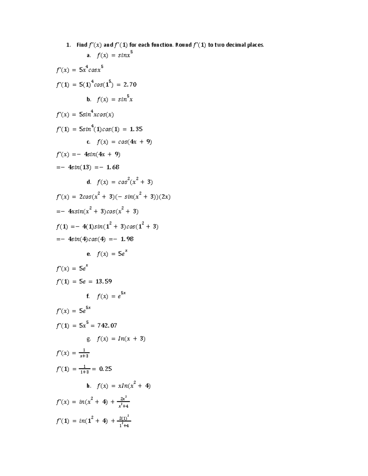 Calc Assignment 4: Function Analysis and Optimization Techniques - Studocu