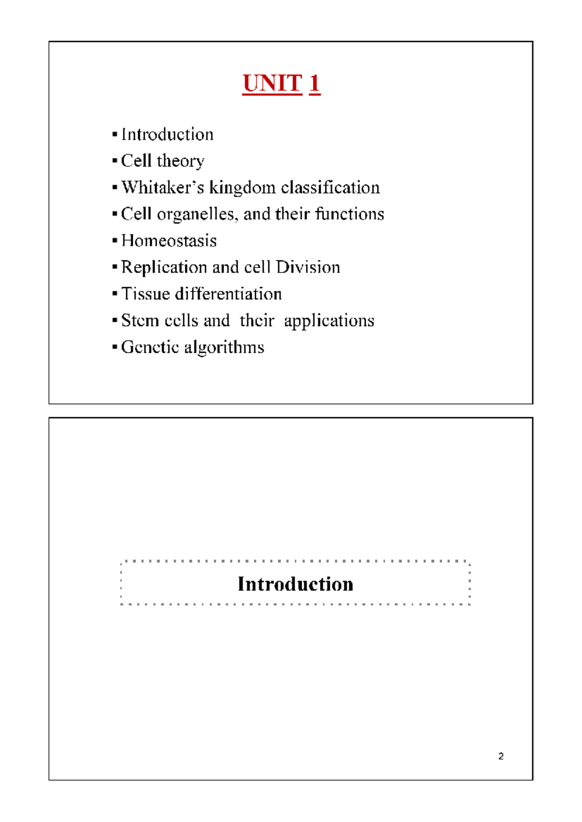 UNIT 1 - Cell Theory, Classification, and Homeostasis Notes - Studocu