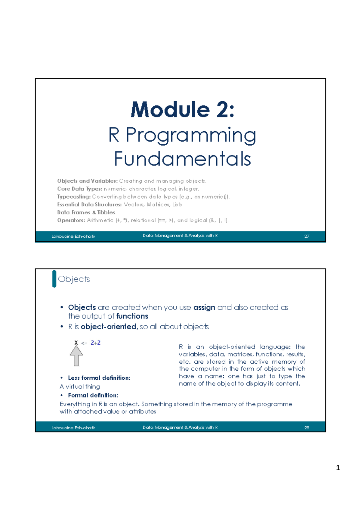 Module 2: R Programming Fundamentals - Objects, Variables & Data Types ...