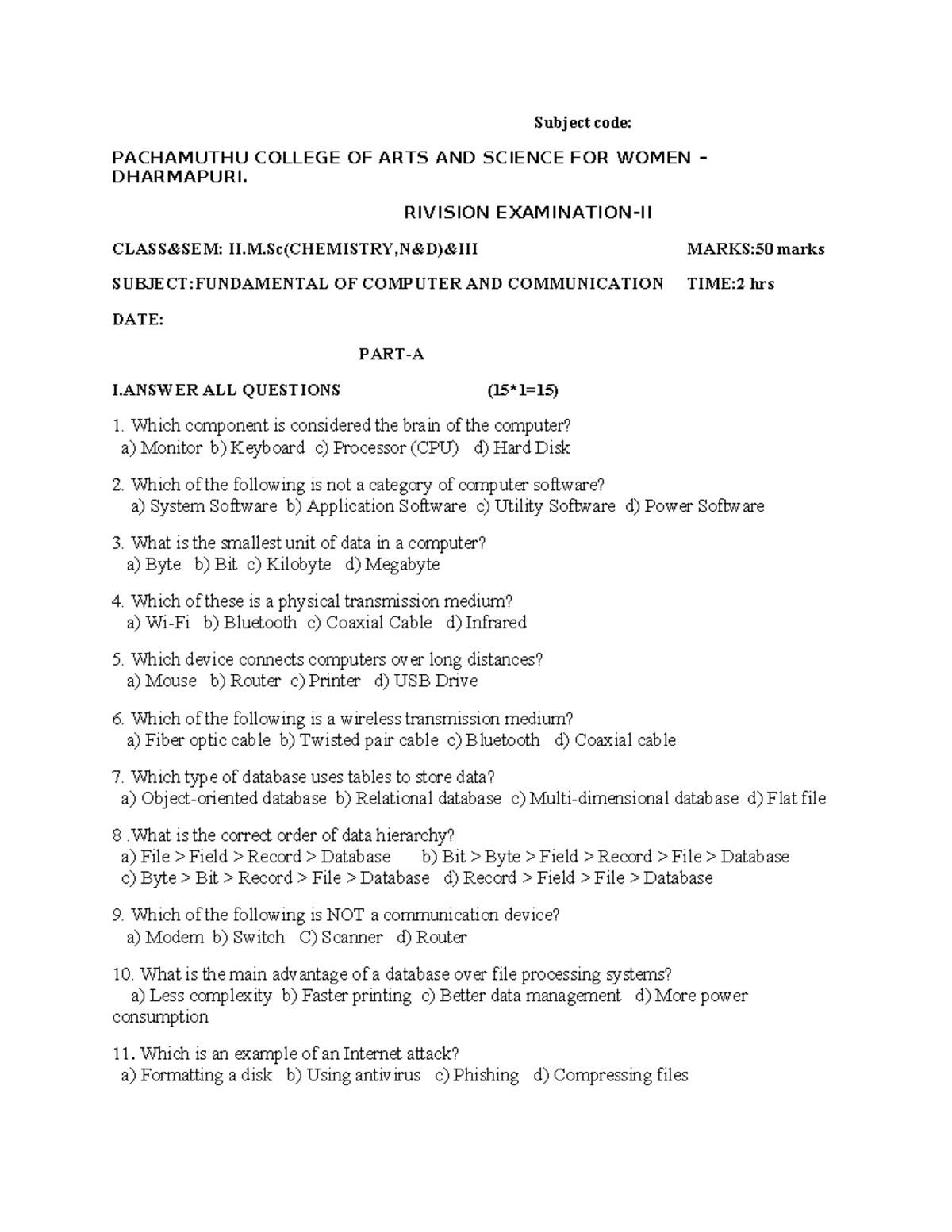 MSC Revision 2 FCC - Fundamental of Computer & Communication Questions ...