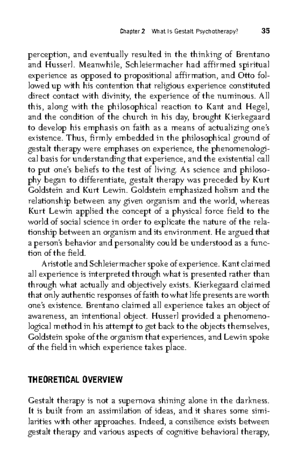 Chapter 2: Understanding gestalt psychotherapy and its theoretical ...
