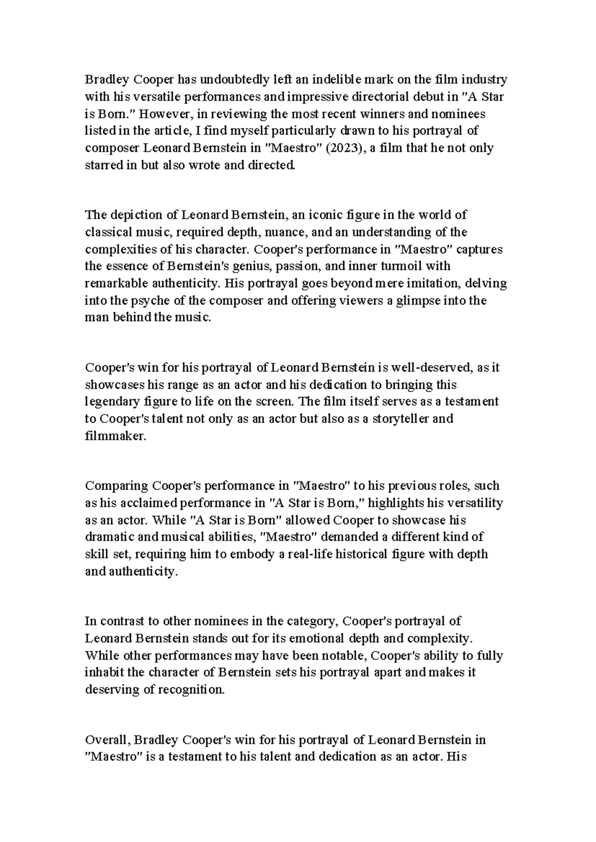 Cooper - tg5: Analyzing Bradley Cooper's Role as Leonard Bernstein ...