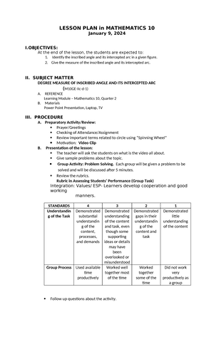 Combination of object - LESSON PLAN in MATHEMATICS 10 February 20, 2024 ...