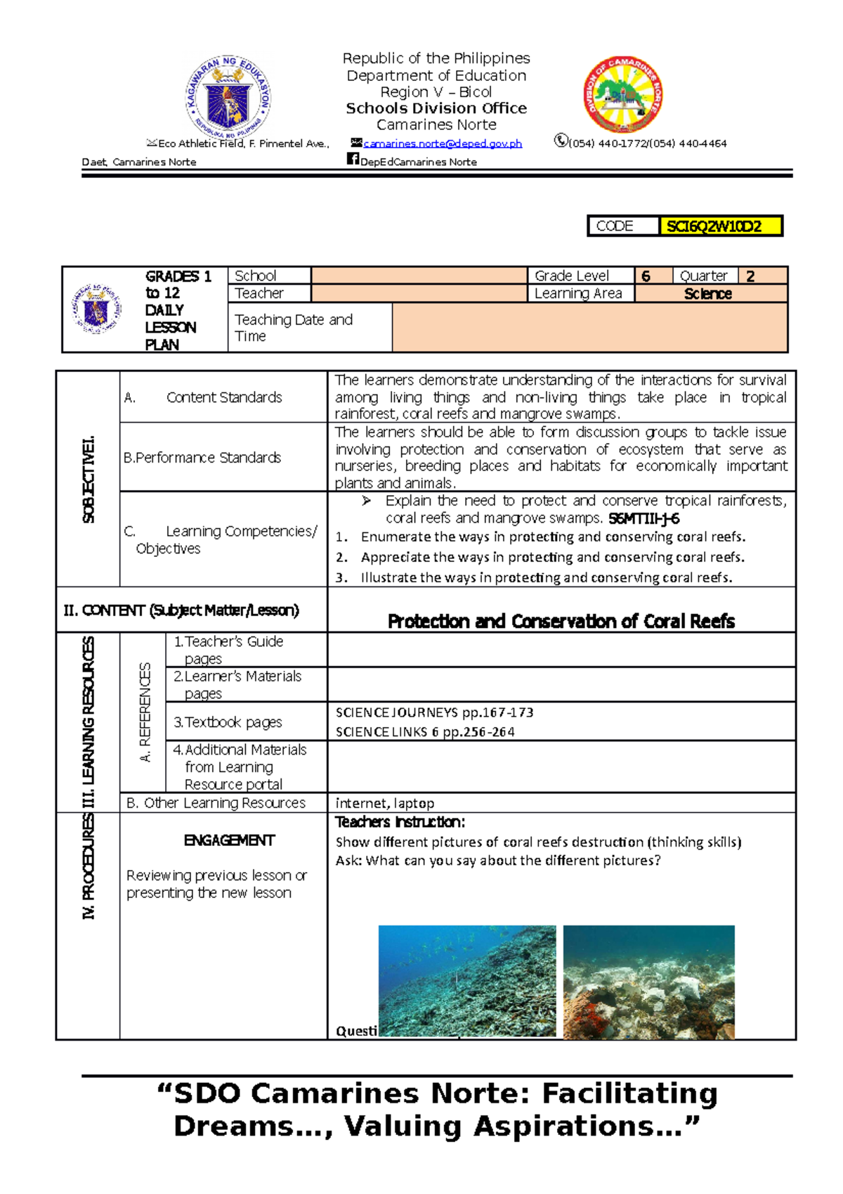 SCI 6 Q2 D2: Daily Lesson on Protecting and Conserving Coral Reefs ...