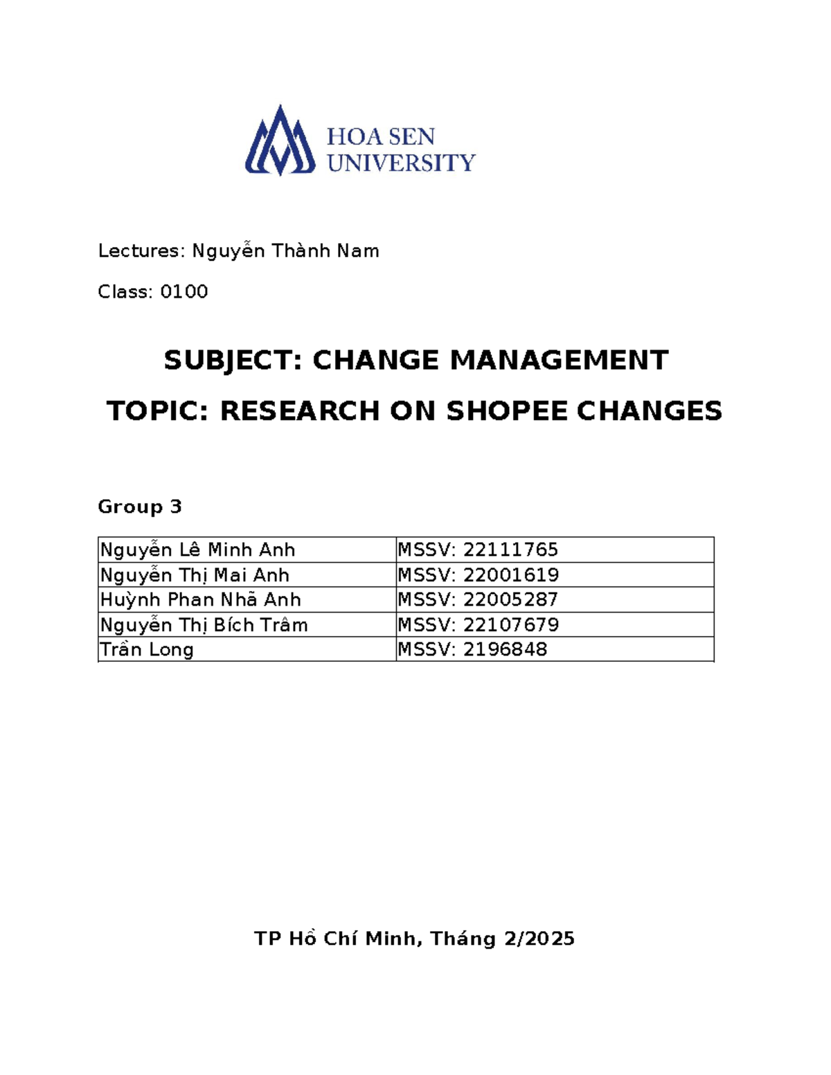 Change Management: Research on Shopee's Transformations (Class 0100 ...