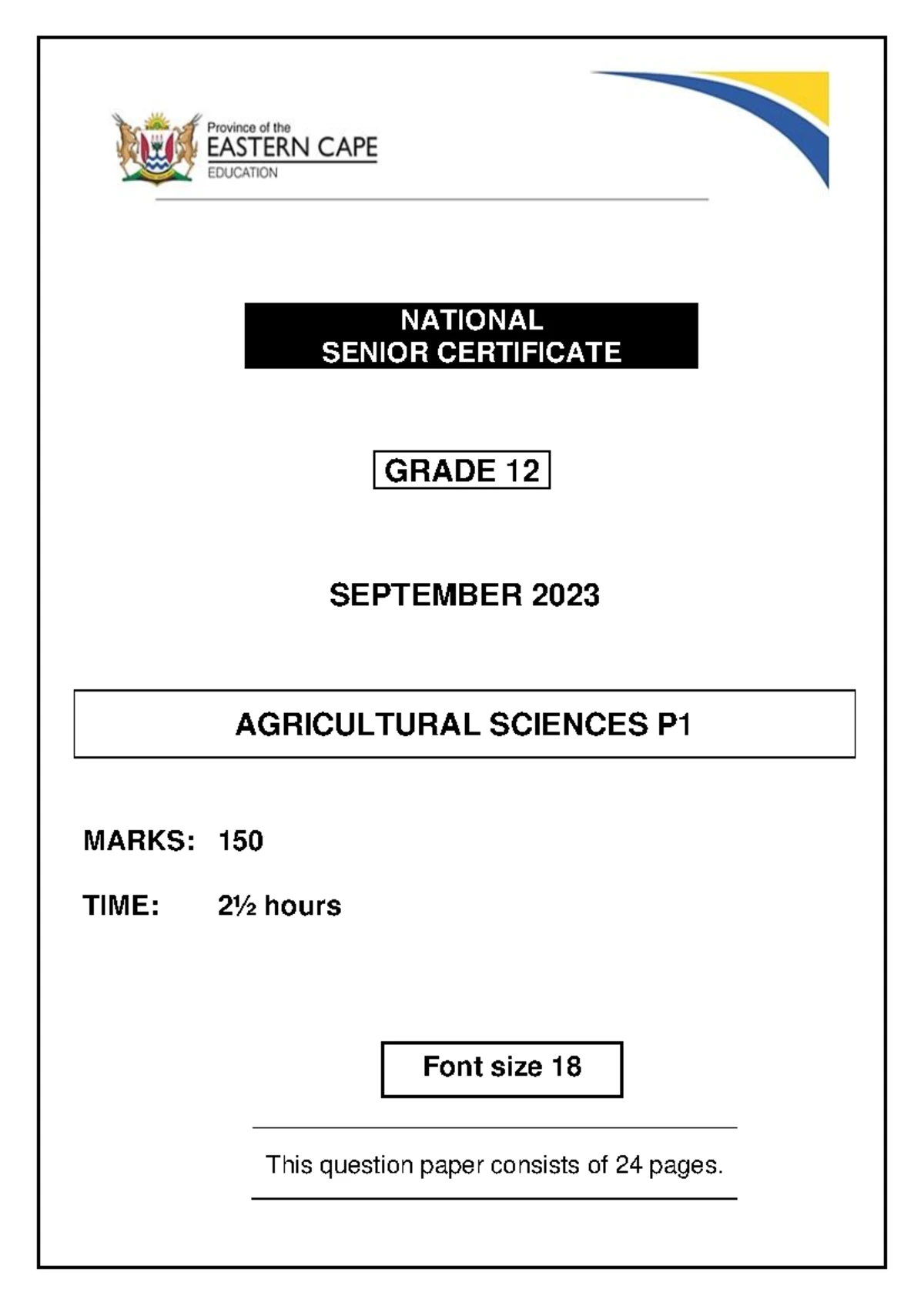 Agricultural Sciences P2 Grade 12 Preparatory Exam September 2024 QP - Studocu