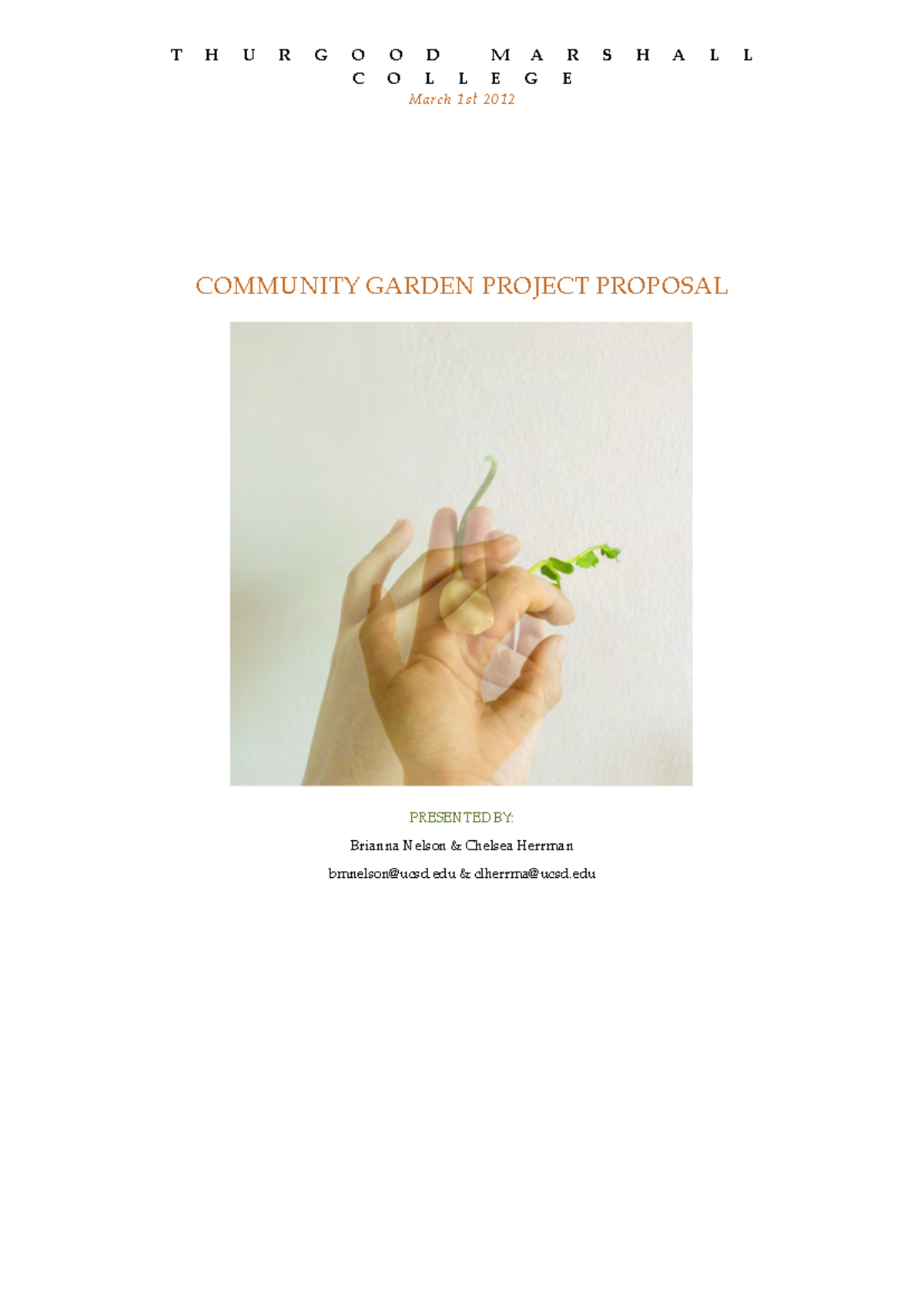 Community Garden Project Proposal - COMMUNITY GARDEN PROJECT PROPOSAL ...