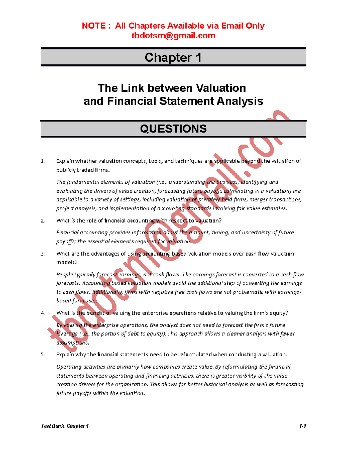 Test Bank and Solutions Valuation Using Financial Statements 2nd ...