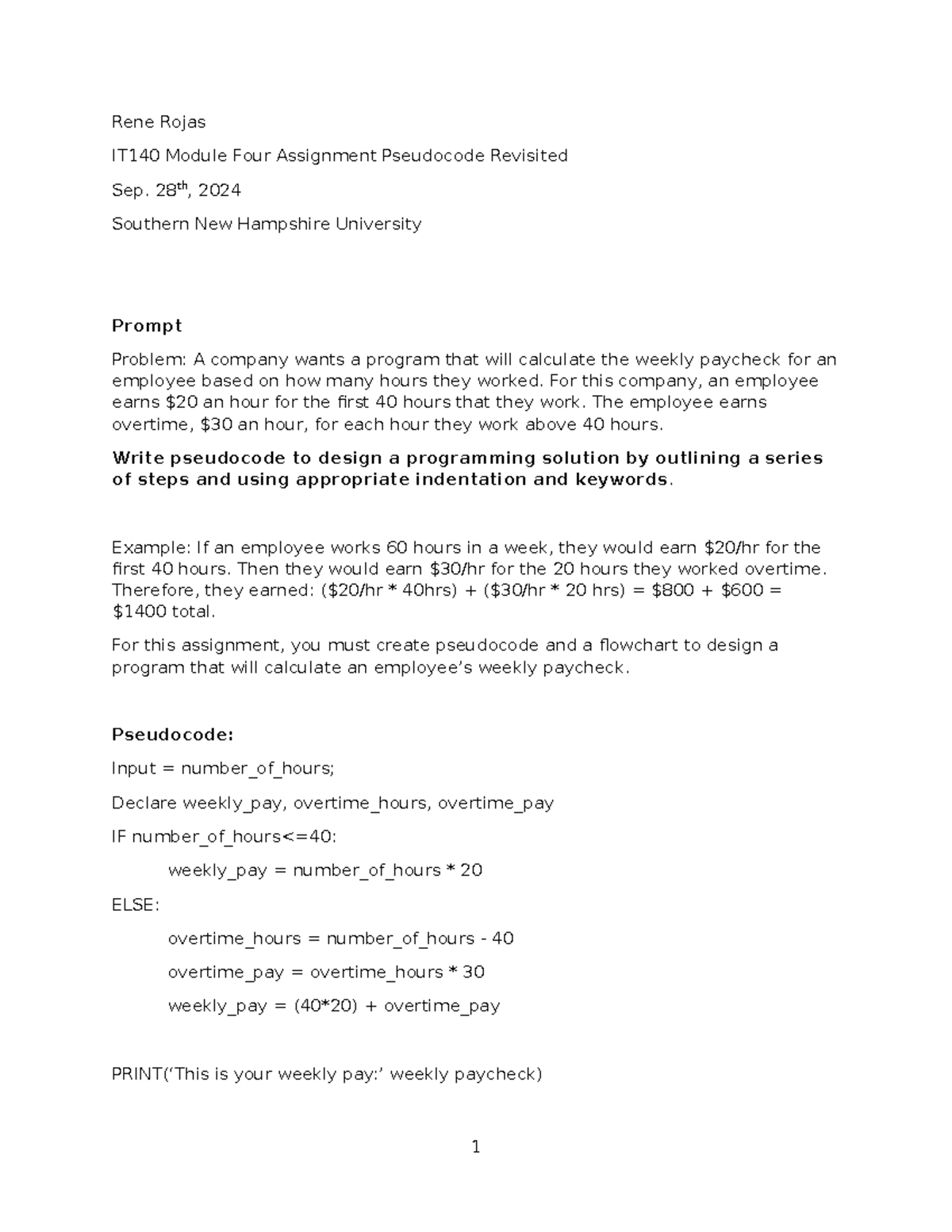 It140 Module Three Assignment Rene Rojas Rene Rojas It140 Module Four Assignment Pseudocode