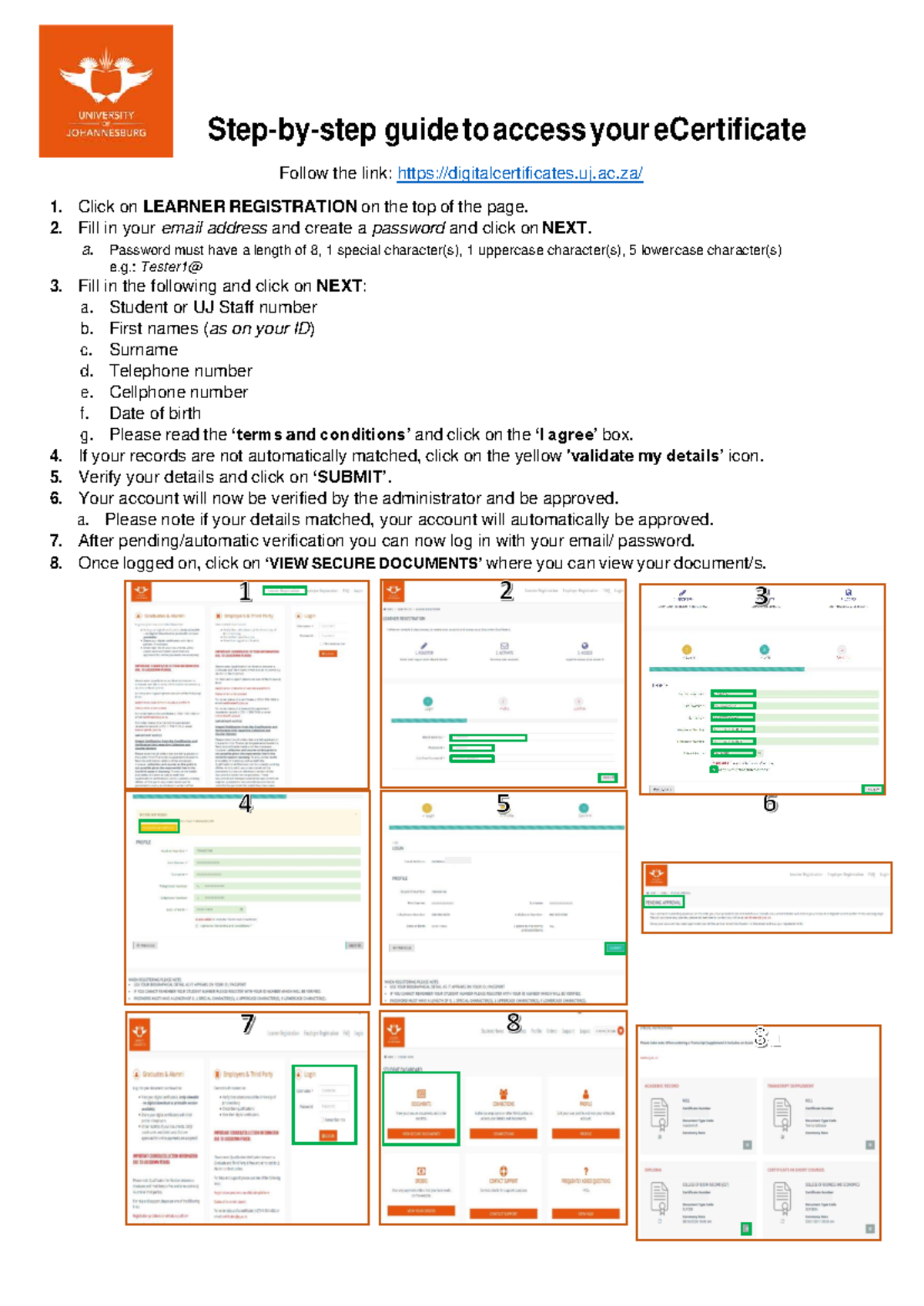 UJ Certification: Step-by-Step Guide to Access Your eCertificate - Studocu