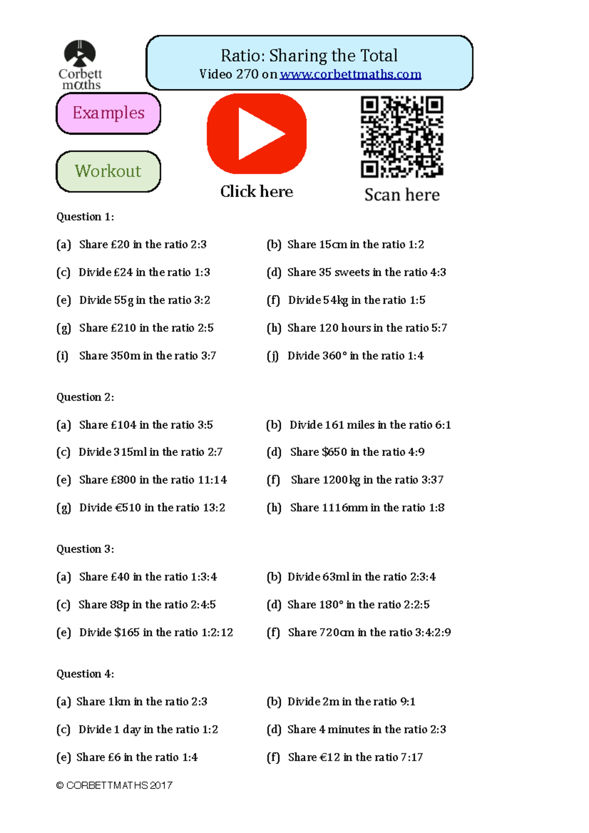 Ratio Sharing Total Video 270: Examples & Solutions - Studocu