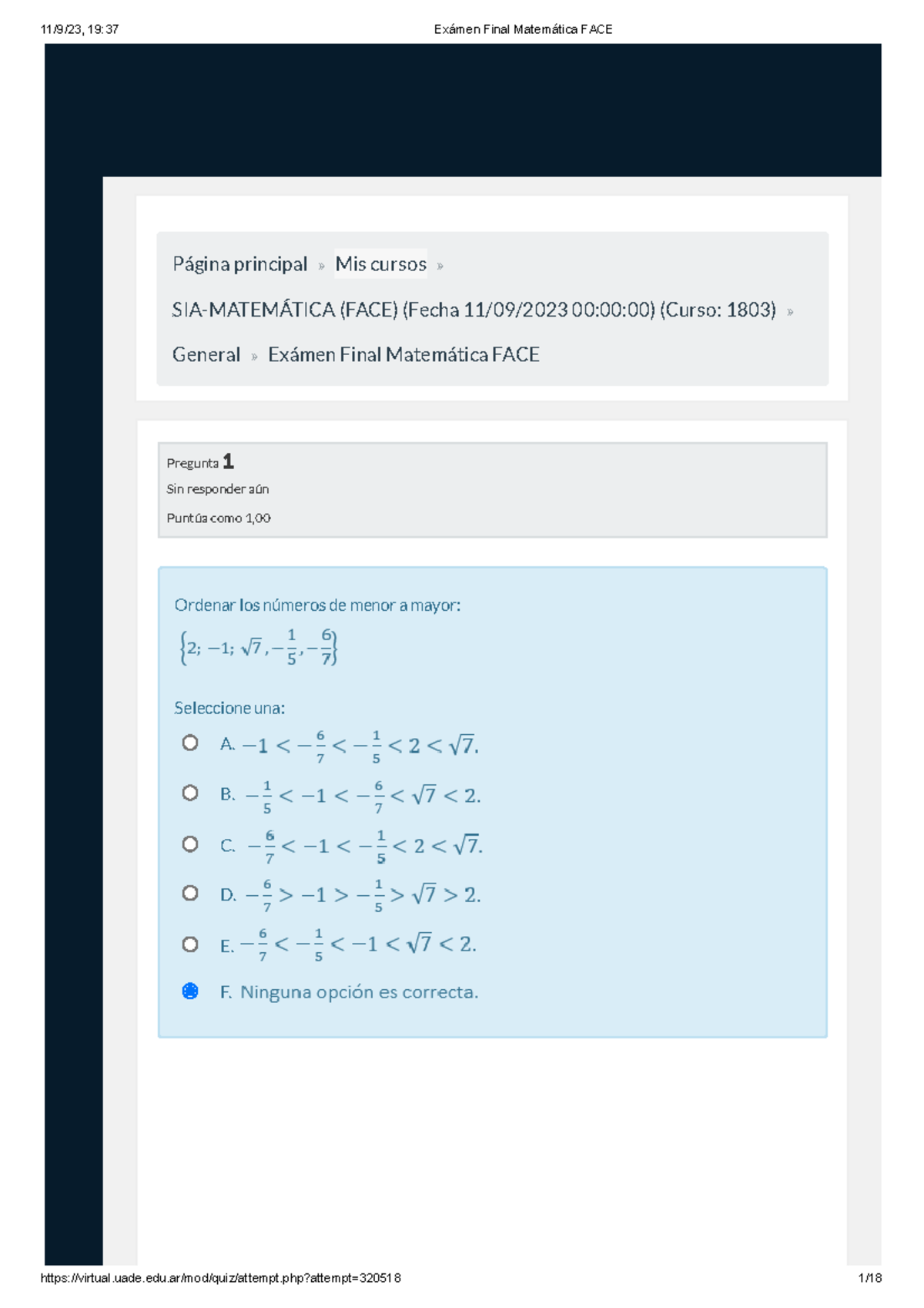 Exámen Final Matemática FACE - Preguntas y Respuestas - Studocu