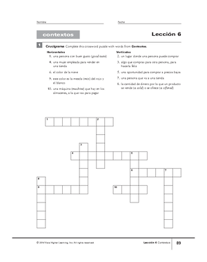 Handout vocabulario de leccion 5 - Nombre Fecha © by Vista Higher ...