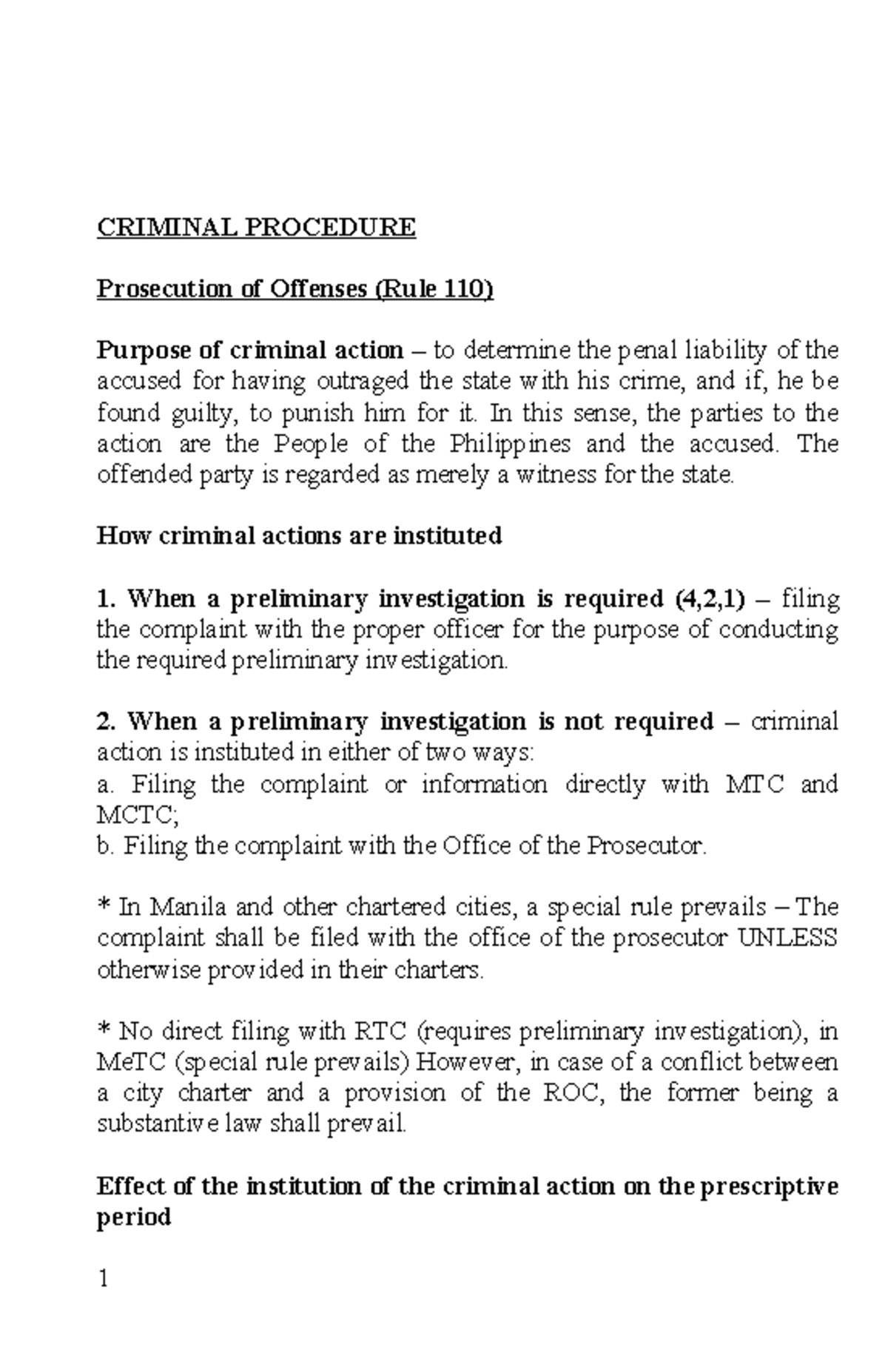 Criminal Procedure Guide - CRIM PRO NOTES for Law Students - Studocu