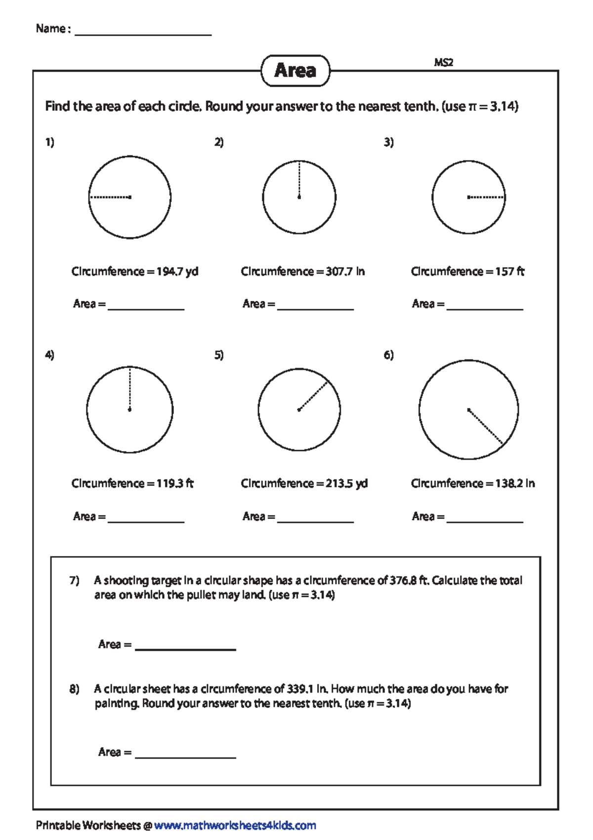 Area and Circumference: Educational Resource for Geometry Concepts ...