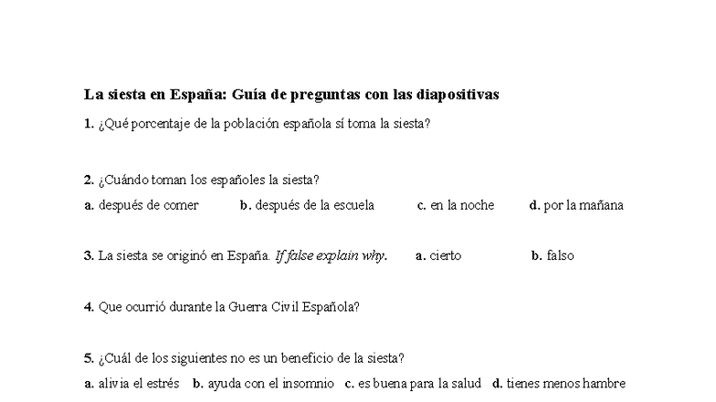La Siesta en España: Guía de Preguntas y Respuestas sobre la ...