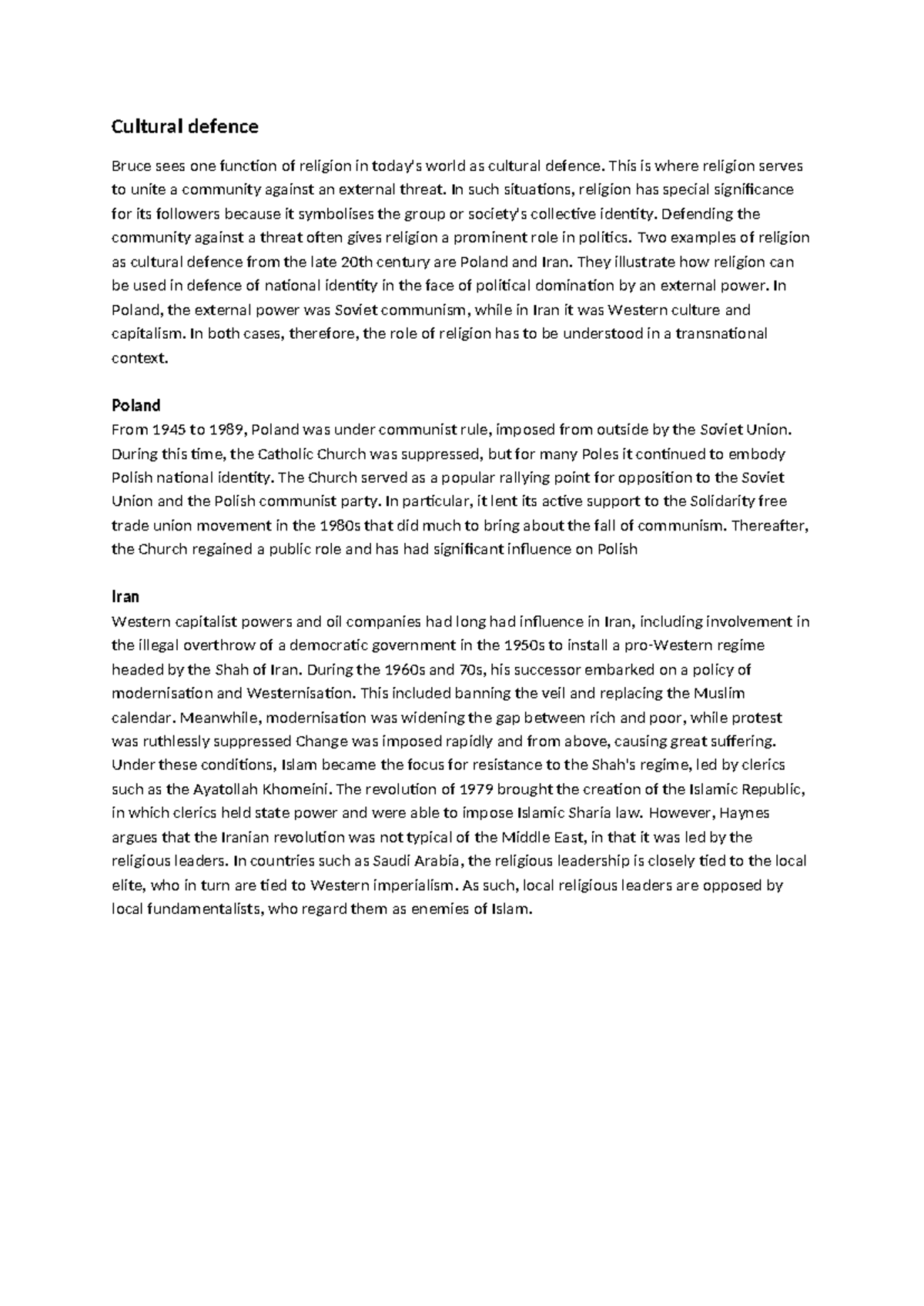 Cultural Defence in Religion: Poland and Iran's Identity Struggles ...