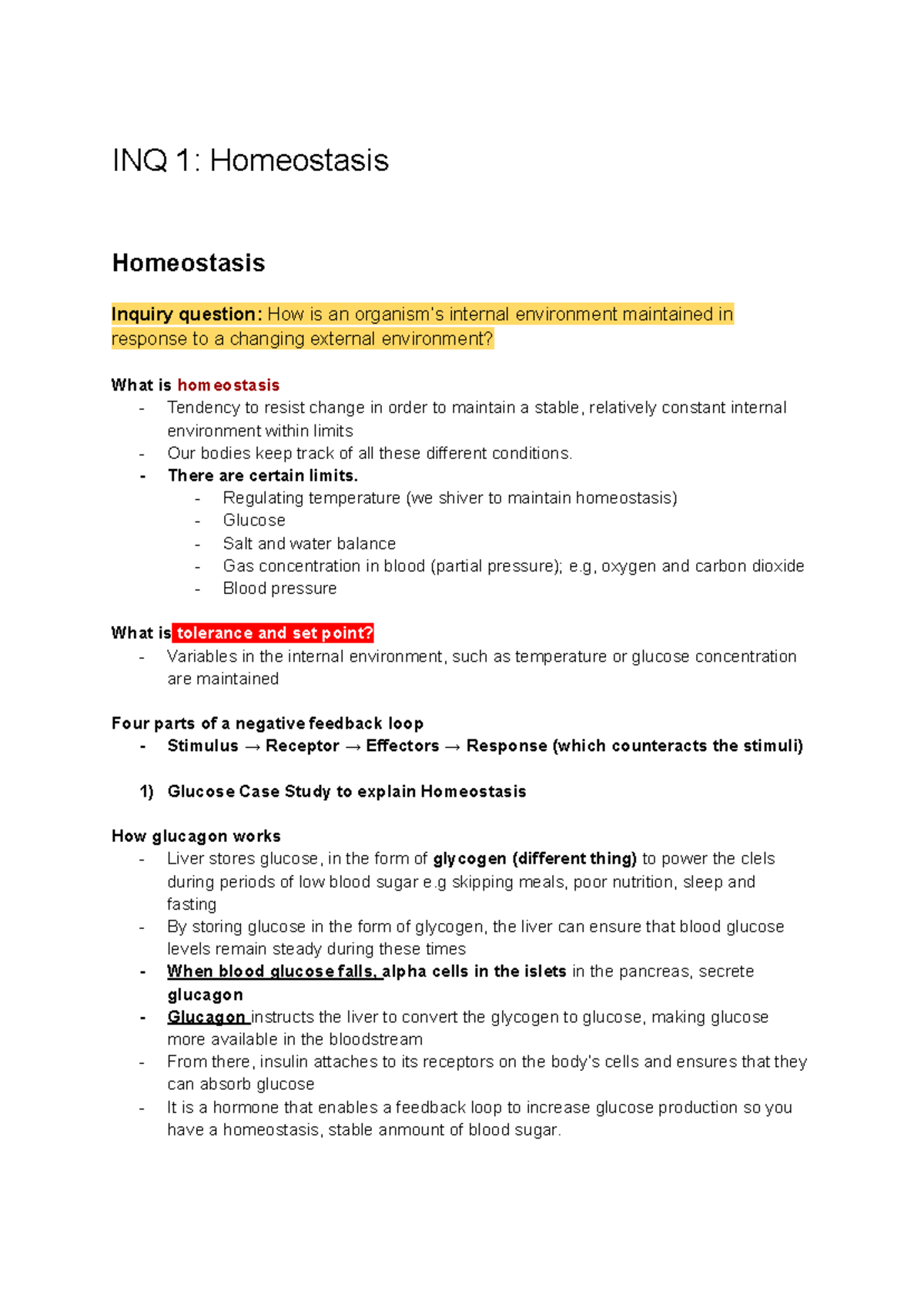 Mod 8: Homeostasis and Non-Infectious Diseases Overview - Studocu